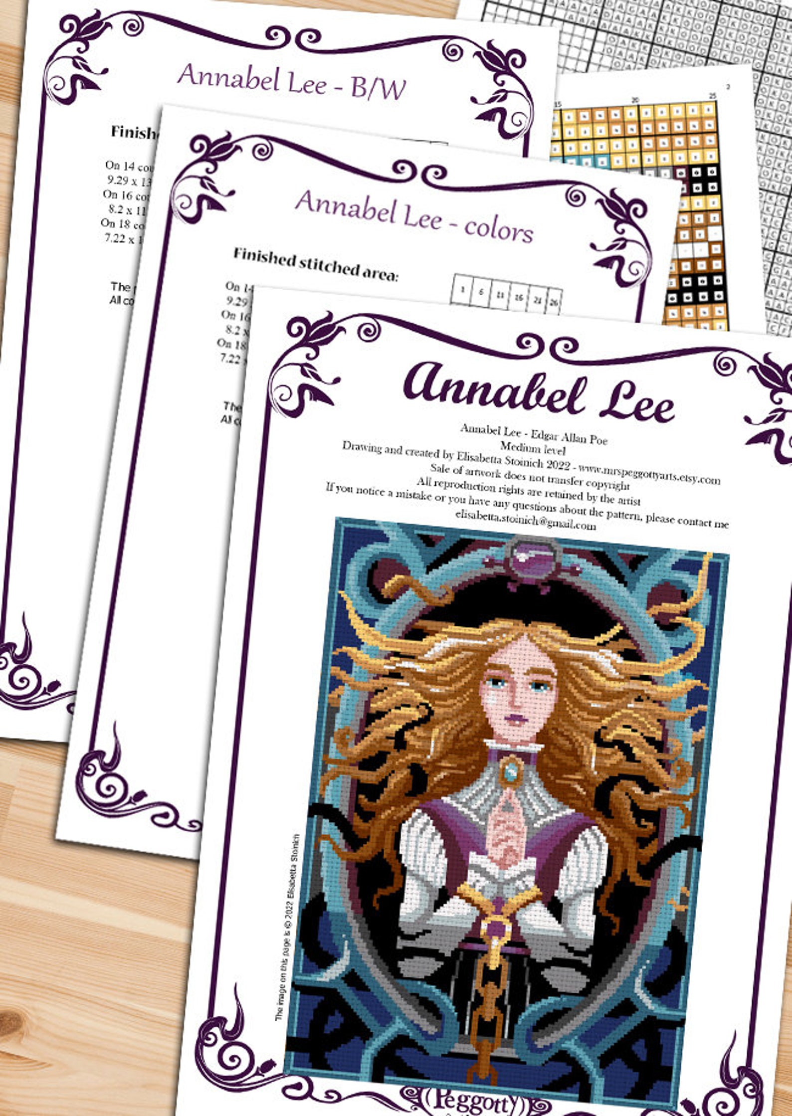 Gothic Cross Stitch Pattern Edgar Allan Poe Annabel Lee - Etsy