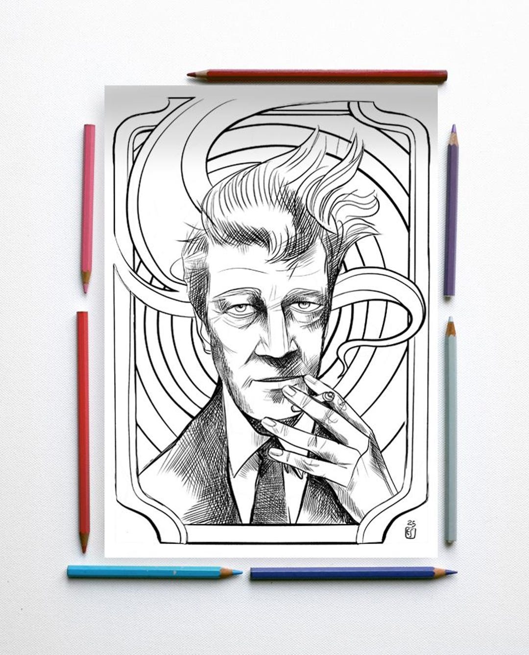 David Lynch Coloring Page - Instant Download - Printable Illustration ...