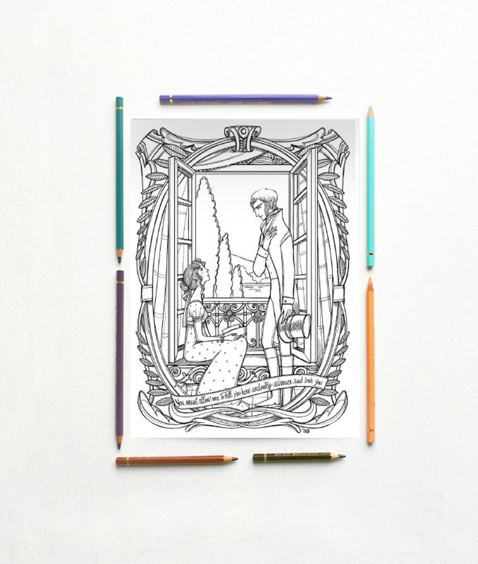 Coloring Page- Pride and Prejudice - Mr Darcy's Declaration of His Love ...