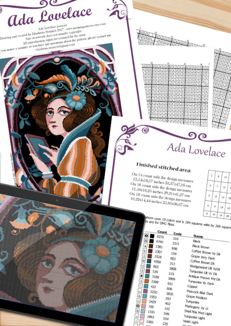 Ada Lovelace Cross Stitch Pattern PDF Instant Download - Etsy