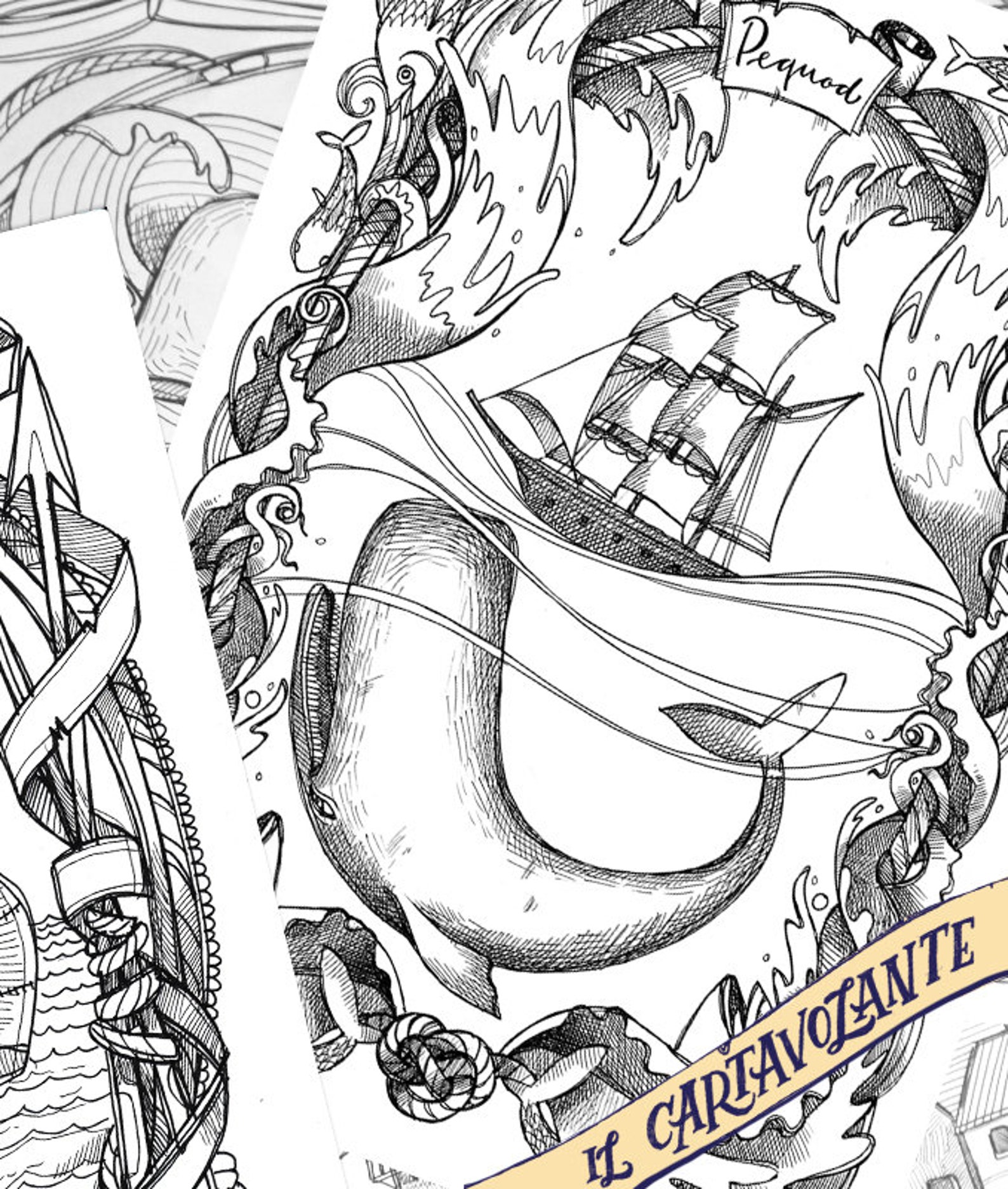 Coloring Book -moby Dick - Herman Melville Bundle - 5 Coloring Pages ...