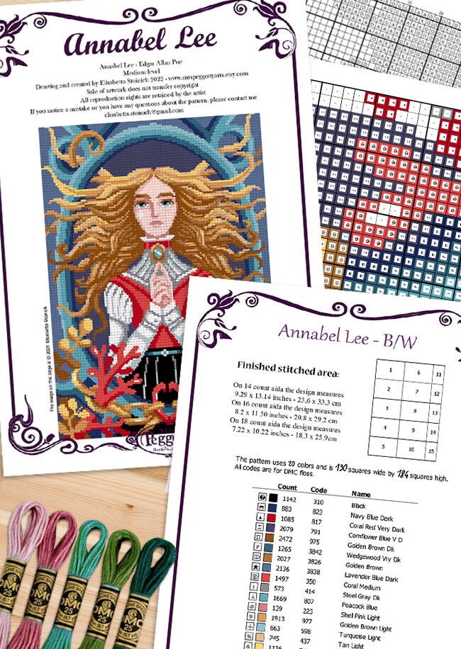Cross Stitch Stitch Pattern edgar Allan Poe Annabel Lee | Etsy Canada