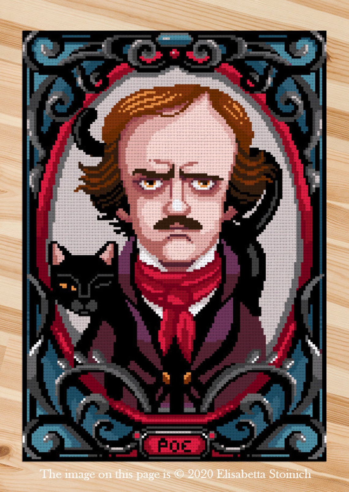 Counted Stitch Pattern edgar Allan Poe Portrait PDF Instant | Etsy