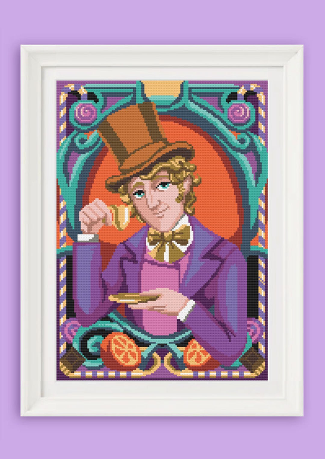 Cross Stitch Pattern PDF - Willy Wonka - Gene Wilder Portrait - Ready ...