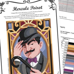 Cross Stitch Pattern - Hercule Poirot - Agatha Christie- PDF Ready to ...