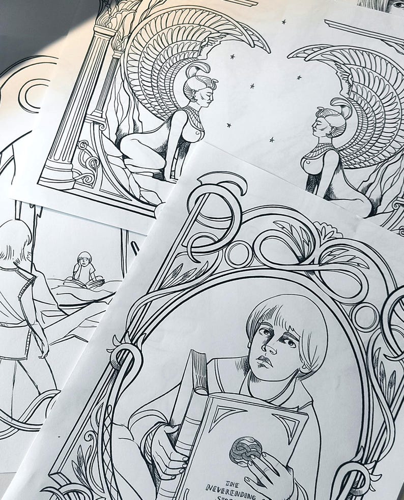 The Neverending Story - 7 Coloring Pages PDF - Atreyu Artax Bastian ...