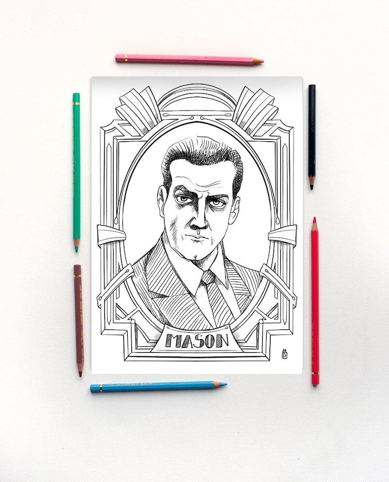 Dibujo para colorear PDF - El joven Perry Mason - Retrato de Raymond Burr - PDF descargable ...