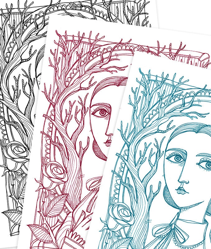 2 Coloring Pages PDF jane Eyre and Mr Rochester Jane Eyre | Etsy