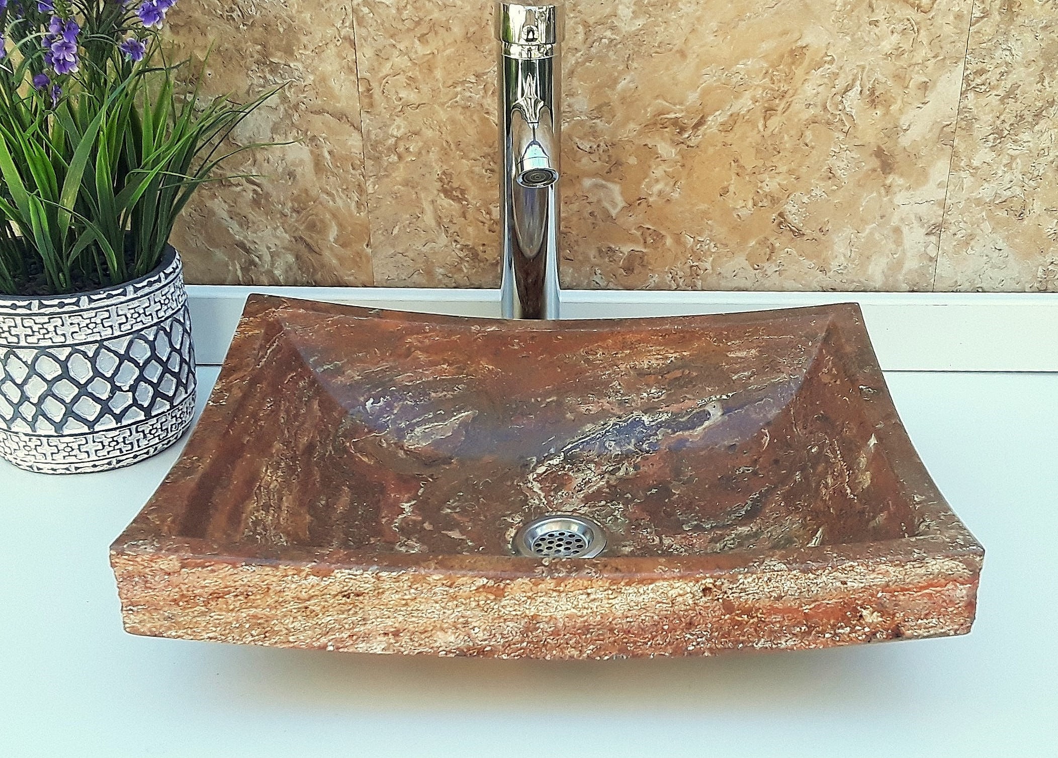 Bathroom Vanities Travertine Stone Sink Modern Natural Stone Bathroom ...