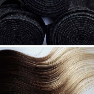 High Contrast Neutral Ombre Weave Hair Extensions | Silky Straight ...