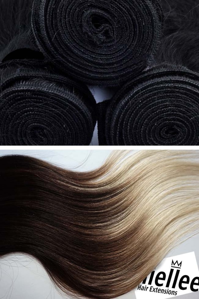 High Contrast Neutral Ombre Weave Hair Extensions Silky - Etsy