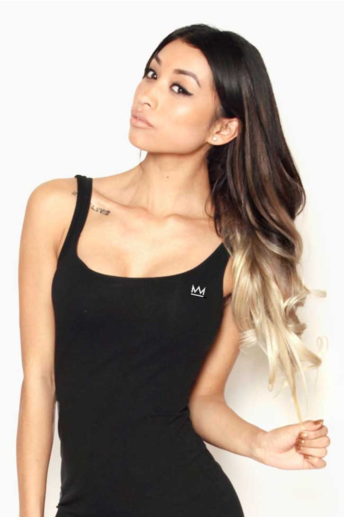 High Contrast Neutral Ombre Tape in Hair Extensions | Silky Straight ...