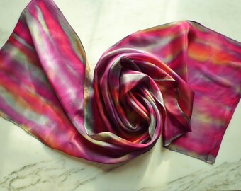 Hand painted silk scarf | Etsy