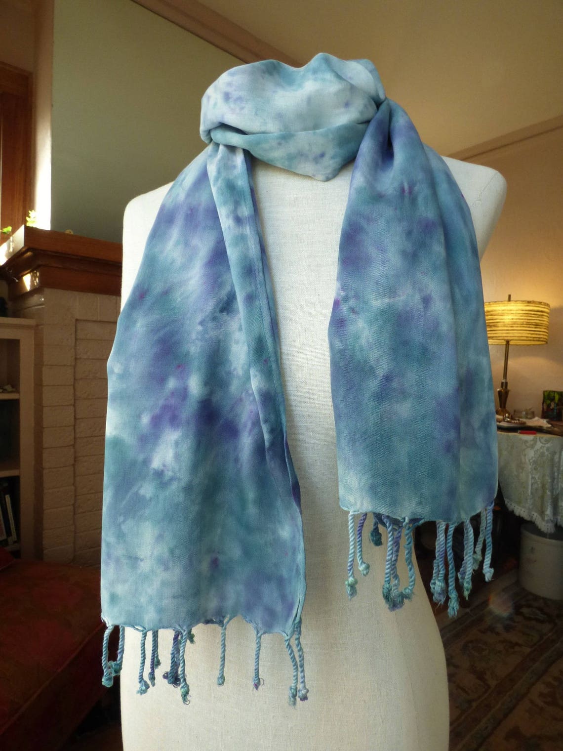 Tie Dye Scarf Pastel Colors Soft Rayon Scarf With Fringe - Etsy