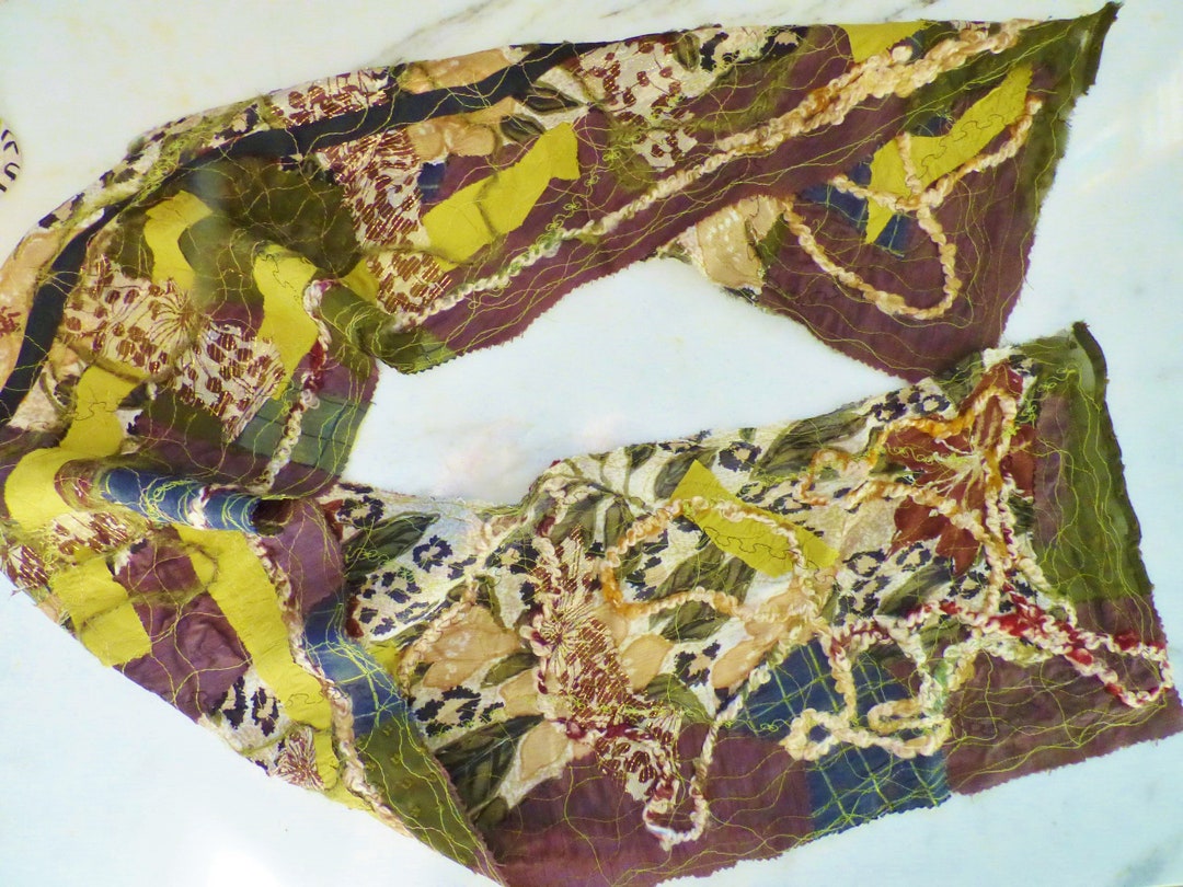 Torn Silk Artist Made Silk Scarf Browns and Greens - Etsy