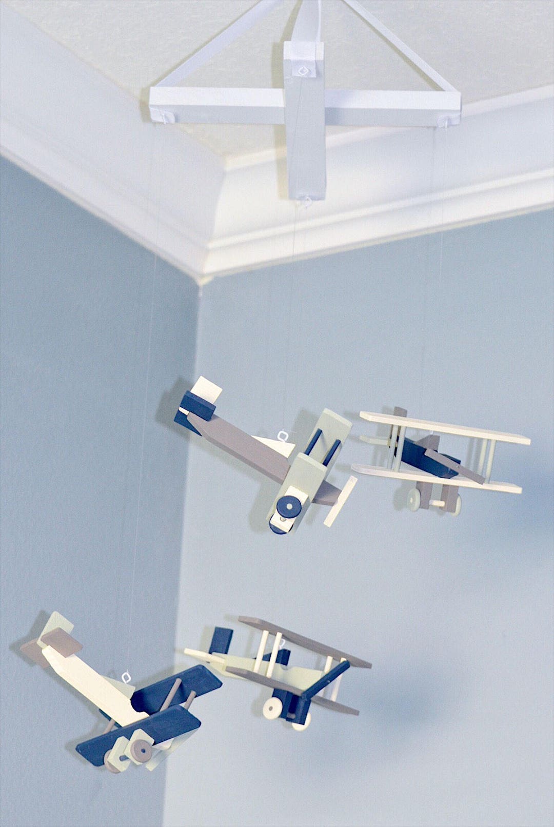 Airplane Nursery Mobile Nursery Decor Biplane Custom Wood Plane Flight ...