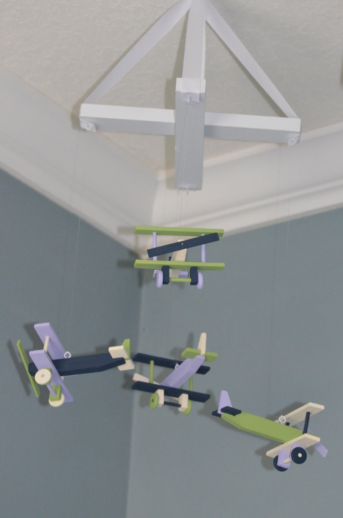 Airplane Nursery Mobile Nursery Decor Biplane Custom Wood Plane Flight ...