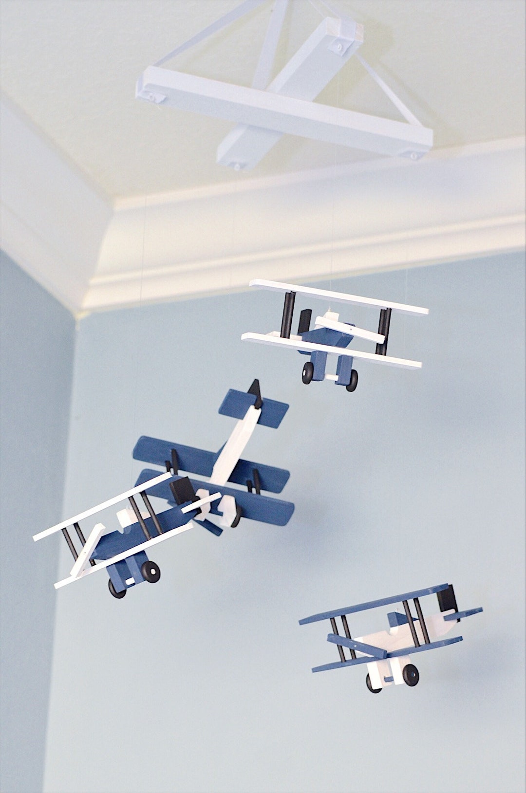 Airplane Nursery Mobile Nursery Decor Biplane Custom Wood Plane Flight ...