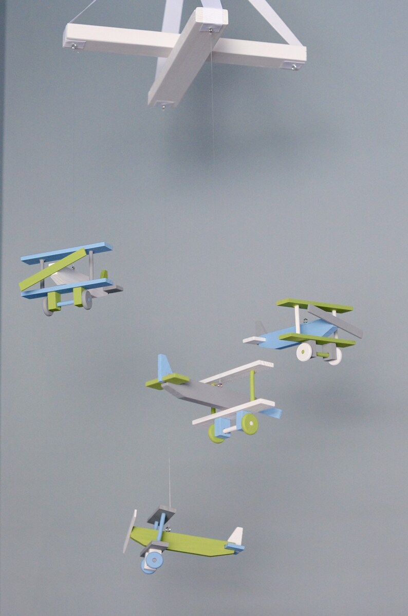 Airplane Nursery Mobile Nursery Decor Biplane Custom Wood Plane Flight ...