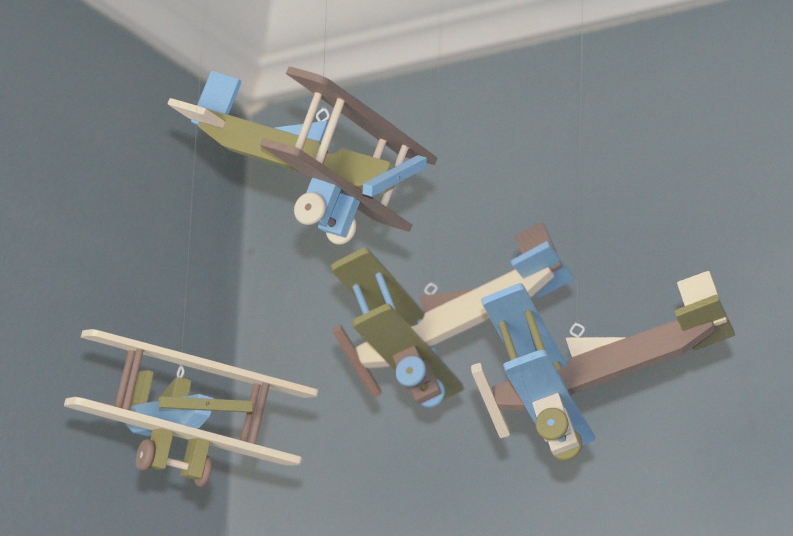 Airplane Nursery Mobile Bi-plane Custom Wood Biplane Plane Flight Theme ...