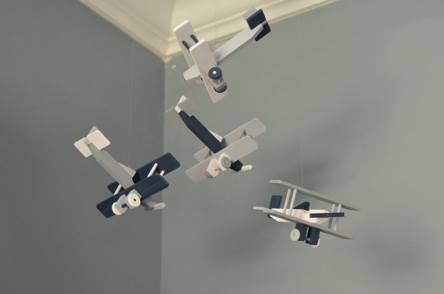 Airplane Nursery Mobile Bi-plane Custom Wood Biplane Plane Flight Theme ...