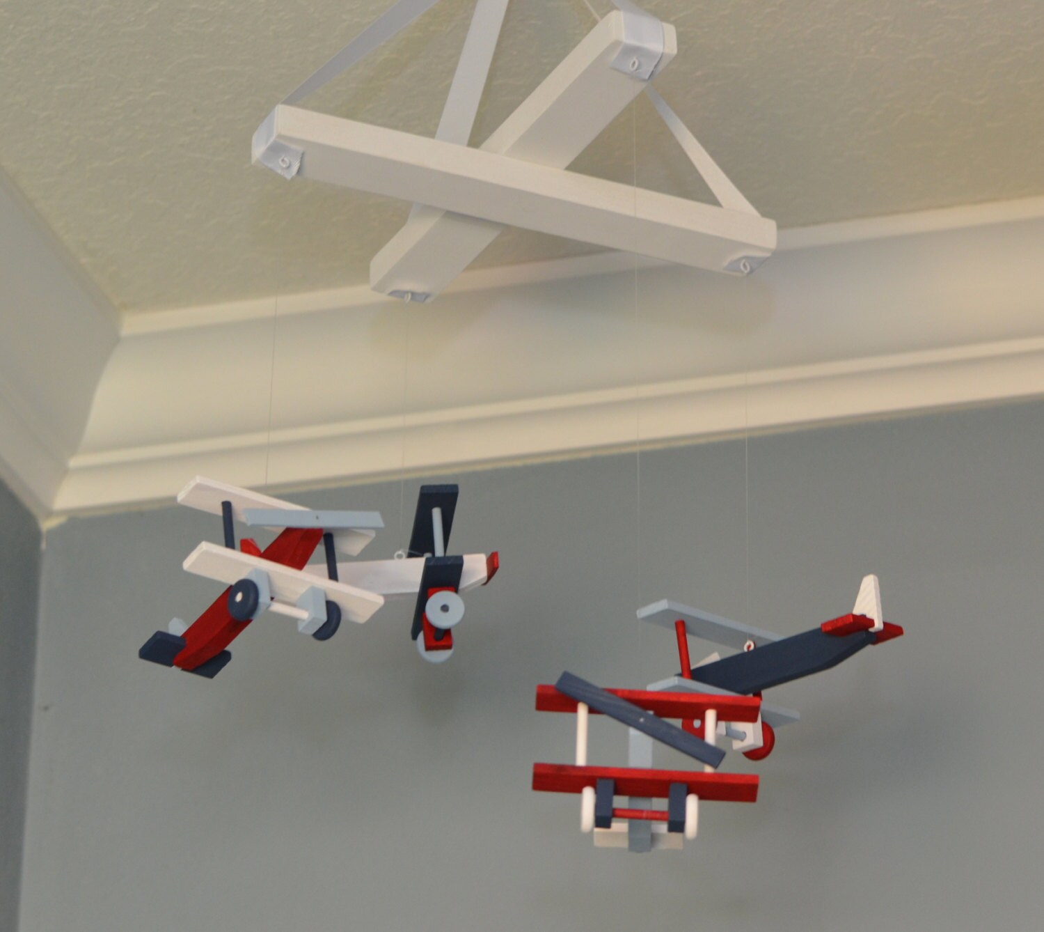 Biplane Nursery Mobile, Wooden Airplane, Flight Theme Decor - Etsy