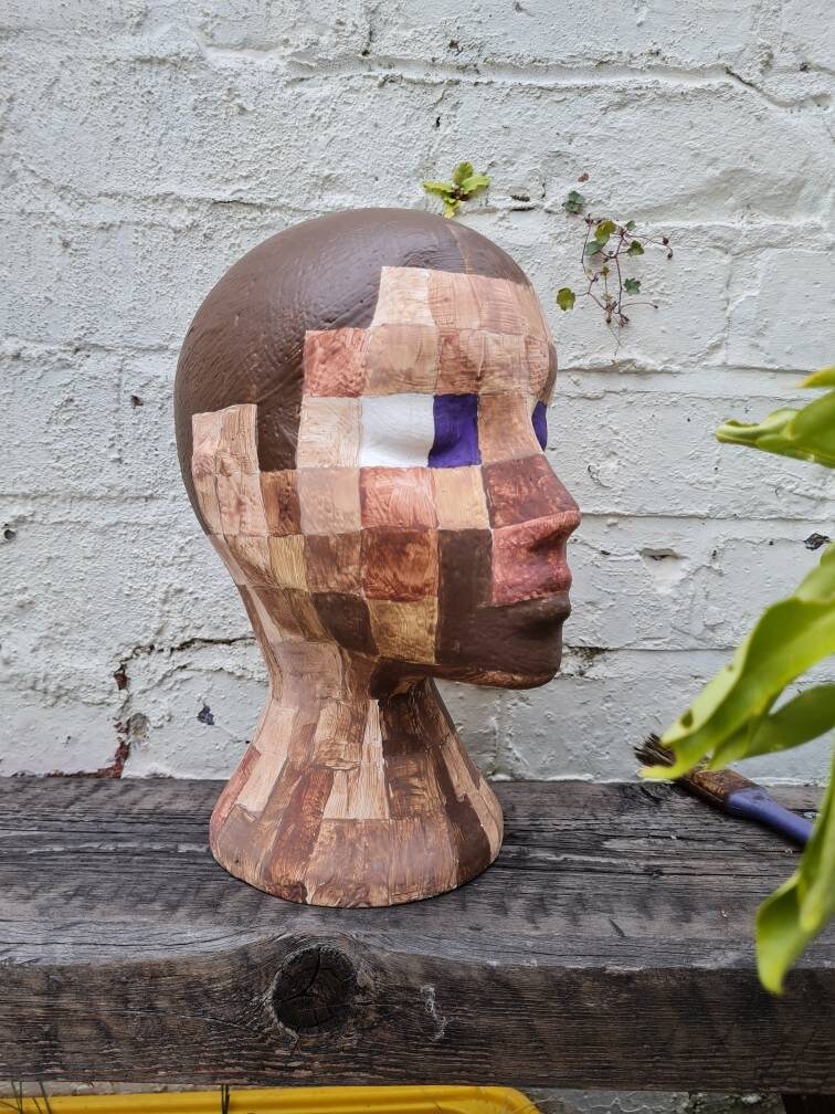Minecraft Gamer Head Wig Stand Retro Hand-painted Vintage - Etsy