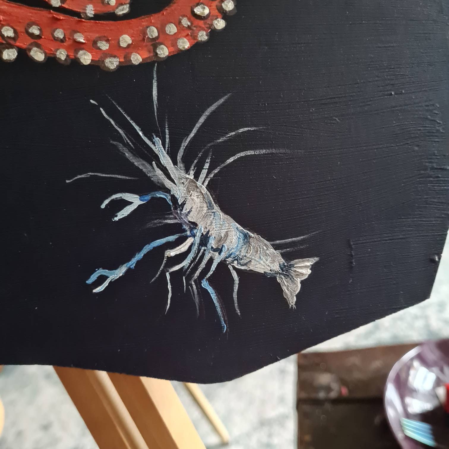 Sea Creatures Painting Original Wall Art on Vintage Wood. - Etsy