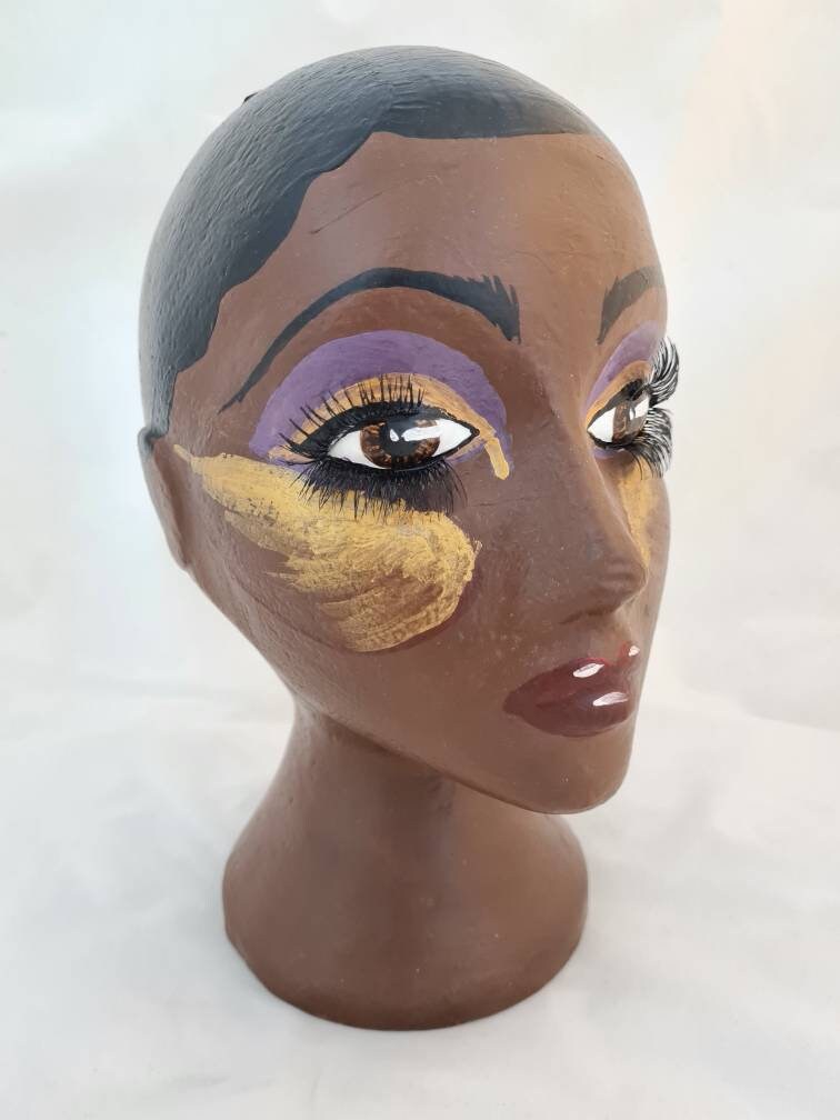 1930s Flapper Face Makeup With Lashes Hat and Wig Stand Hand - Etsy