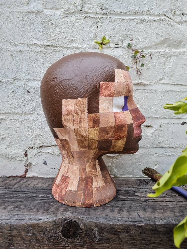 Minecraft Gamer Head Wig Stand Retro Hand-painted Vintage - Etsy