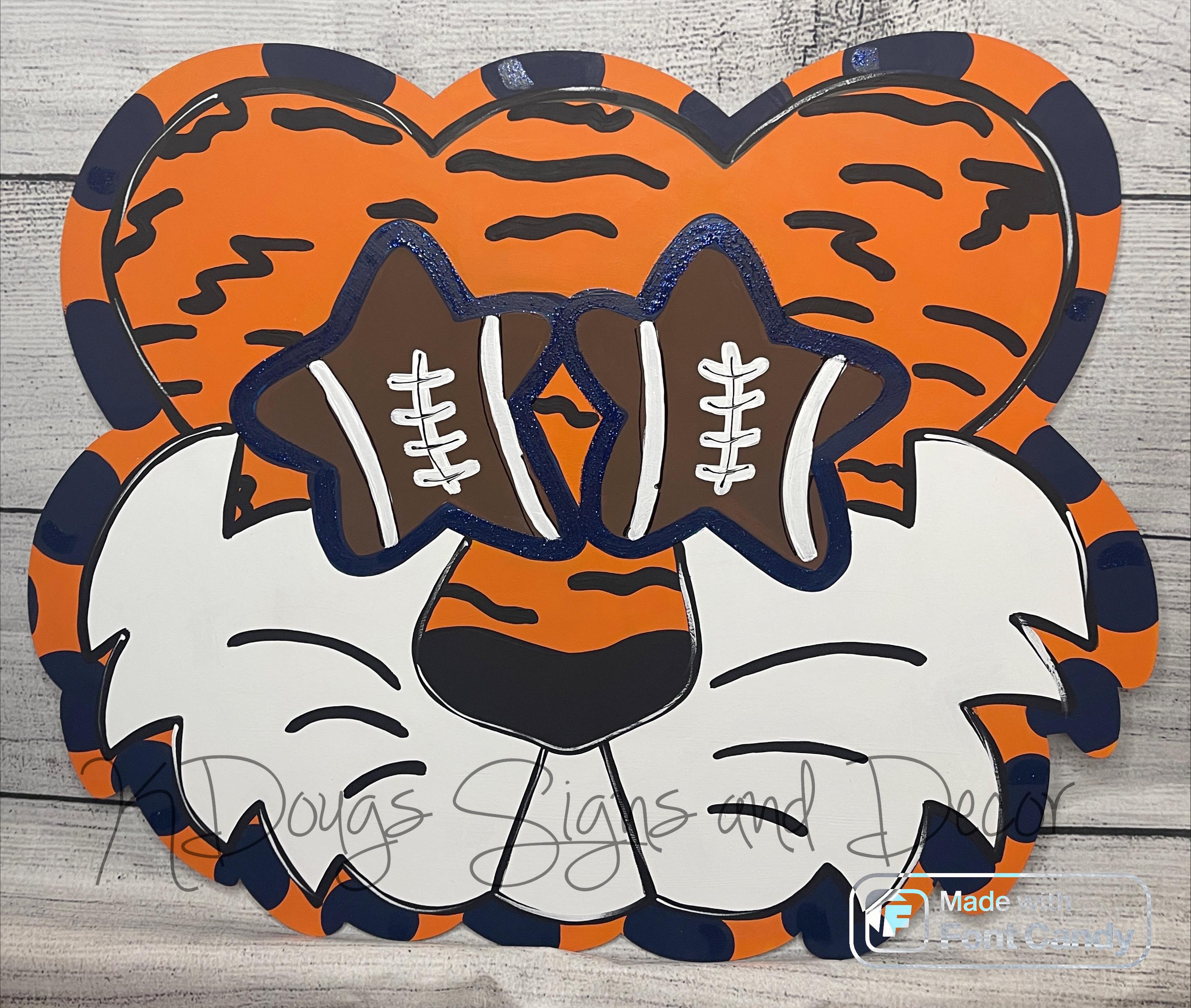 Orange and Blue Tiger Door Hanger - Etsy