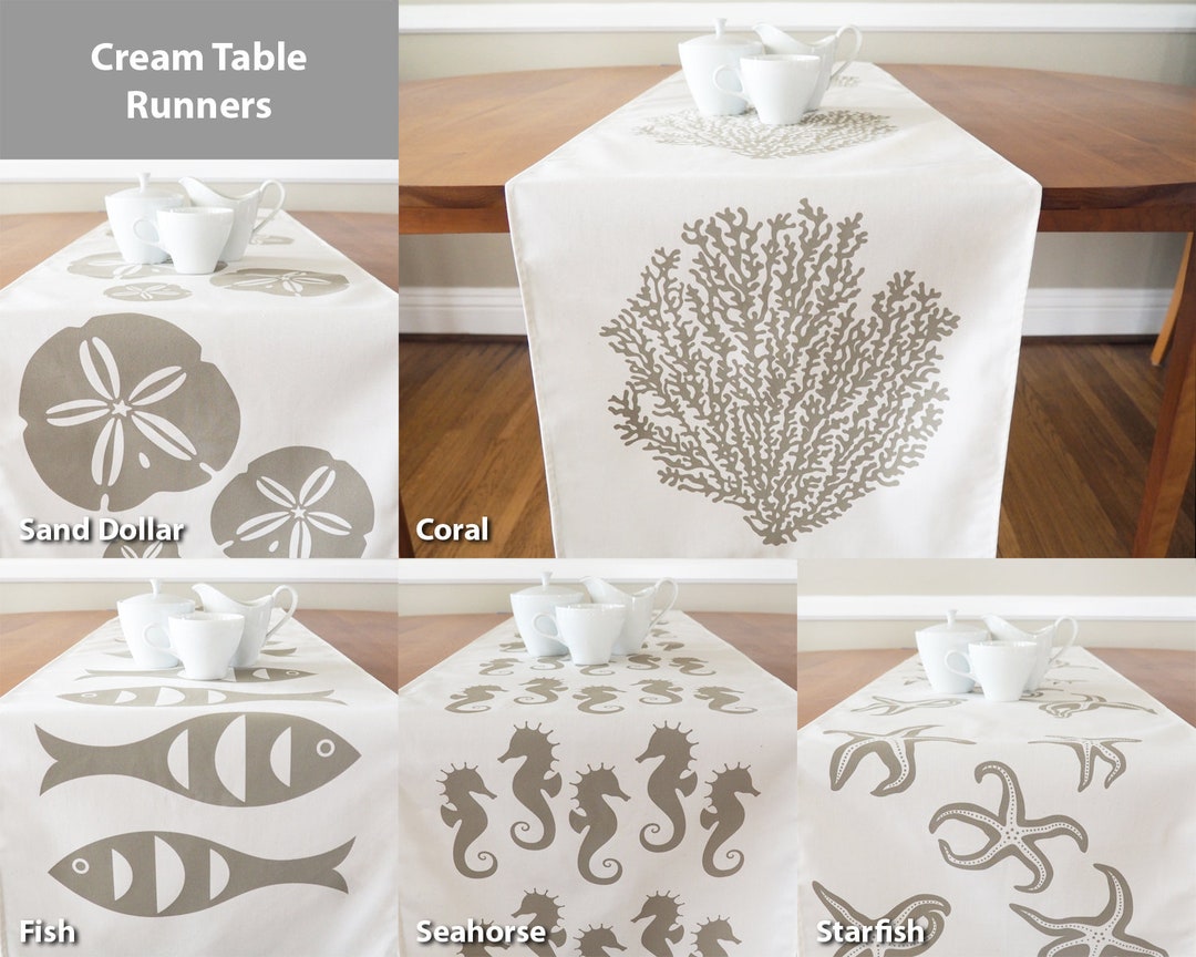 Cream Table Runner 90 Inch, Coastal Coffee Table Runners, Beach Table ...