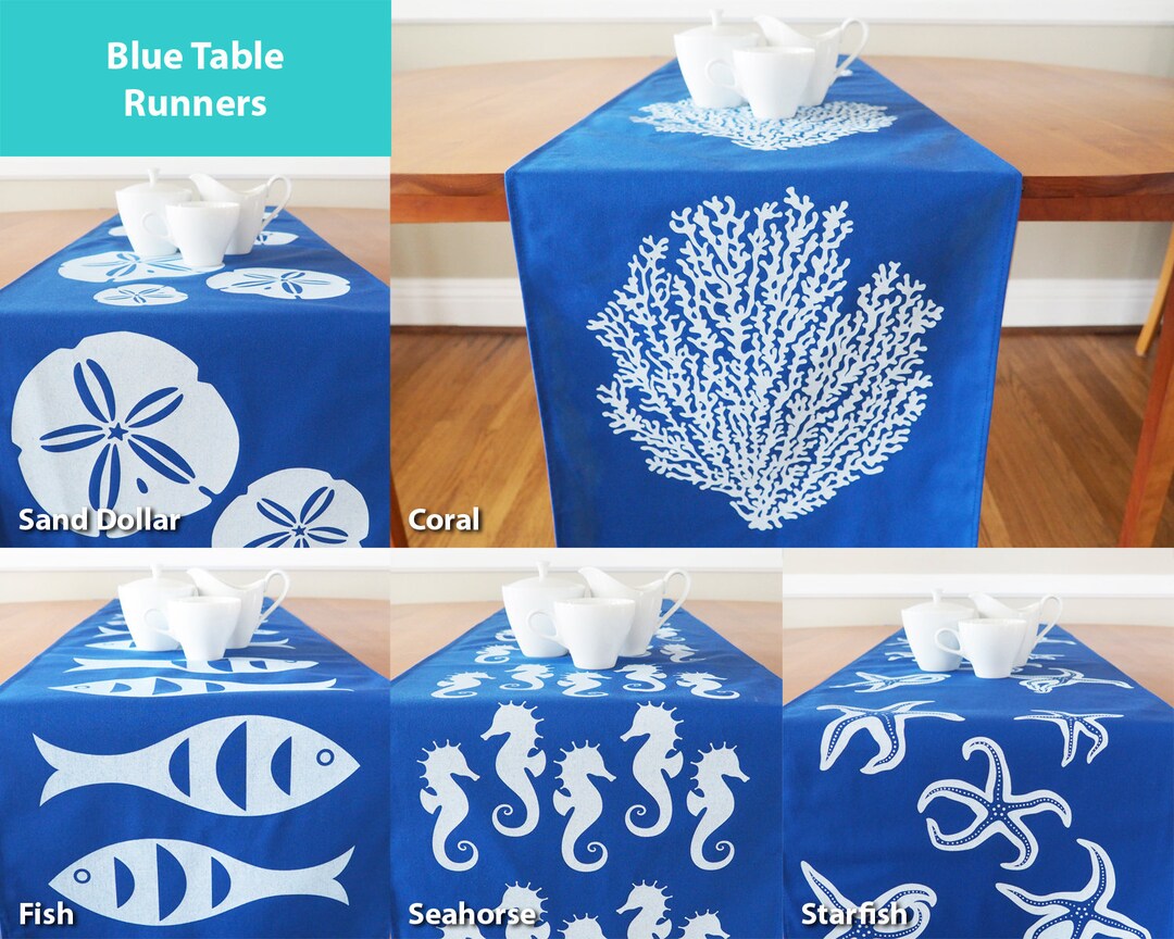 Blue Table Runners, Coastal Table Linens, Coastal Table Designs, Beach ...