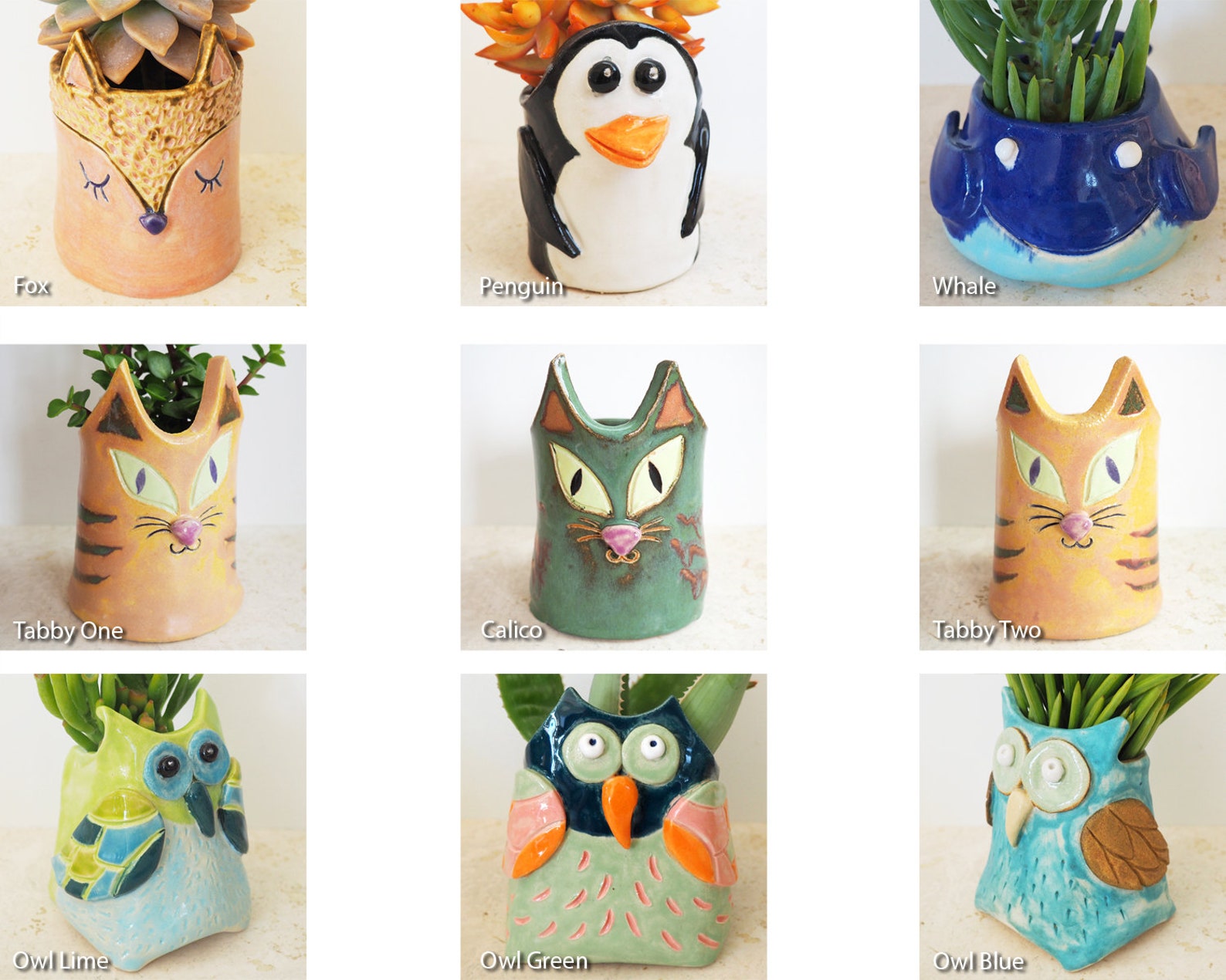 Animal Planter Cat Planter Handmade Planter Cactus Planter - Etsy