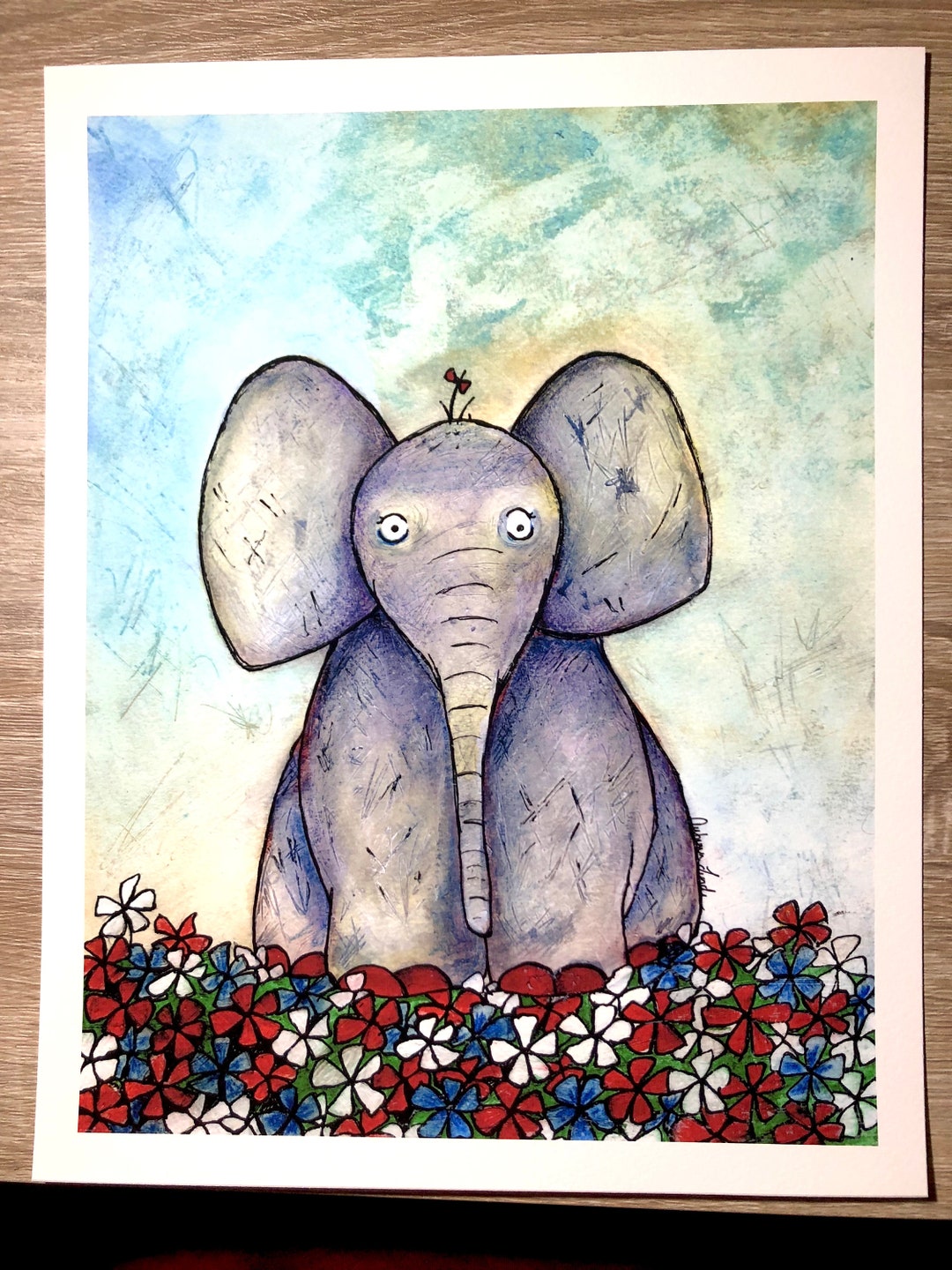 Art Print- Surprised Elephant - Etsy
