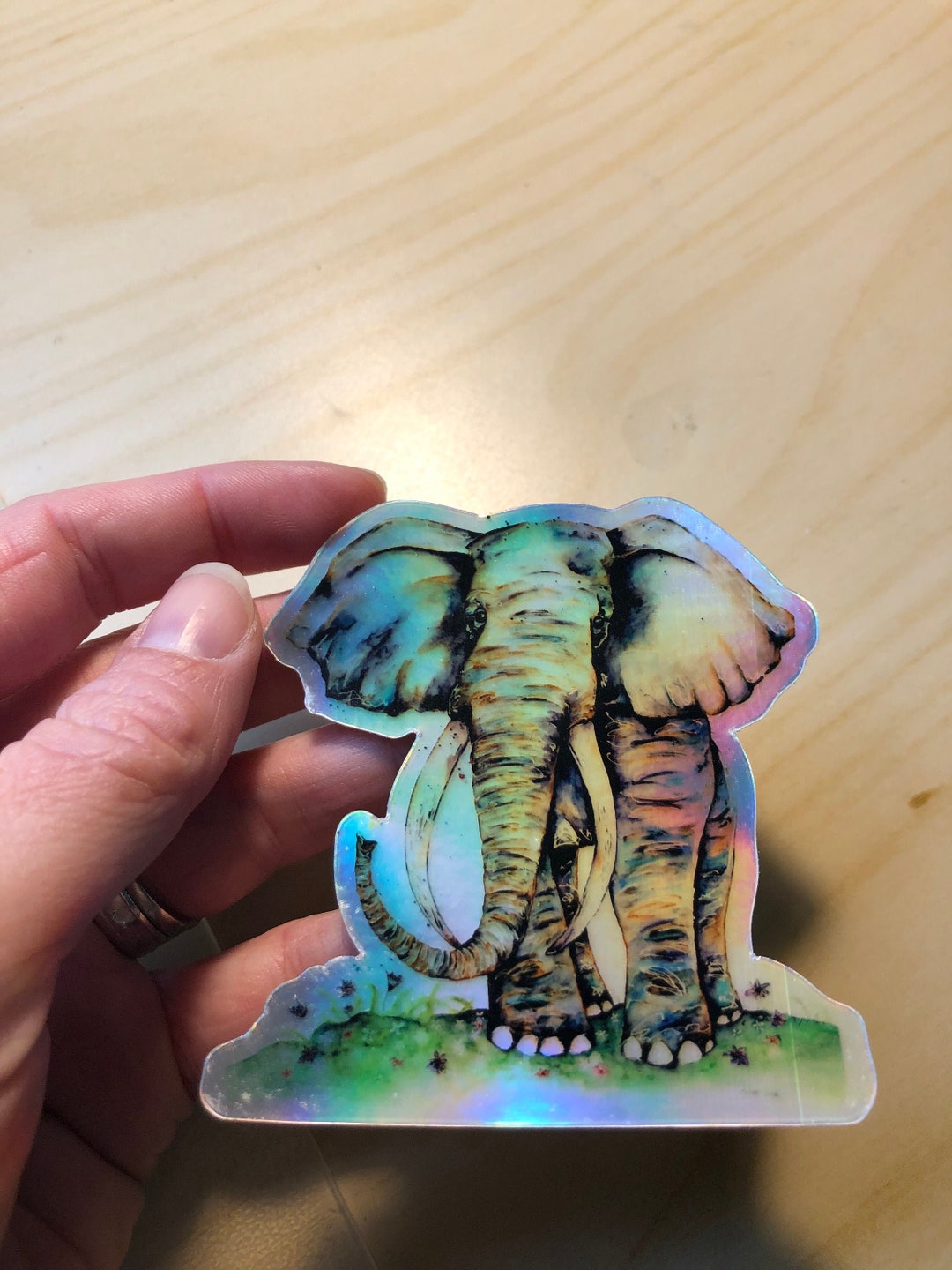 Holographic Elephant Sticker - Etsy