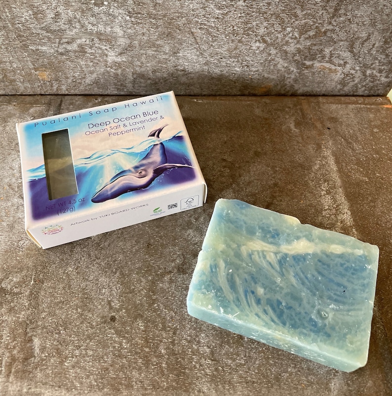 Deep Ocean Blue Soap With Hawaiian Ocean Salt, Peppermint & Lavender - Etsy
