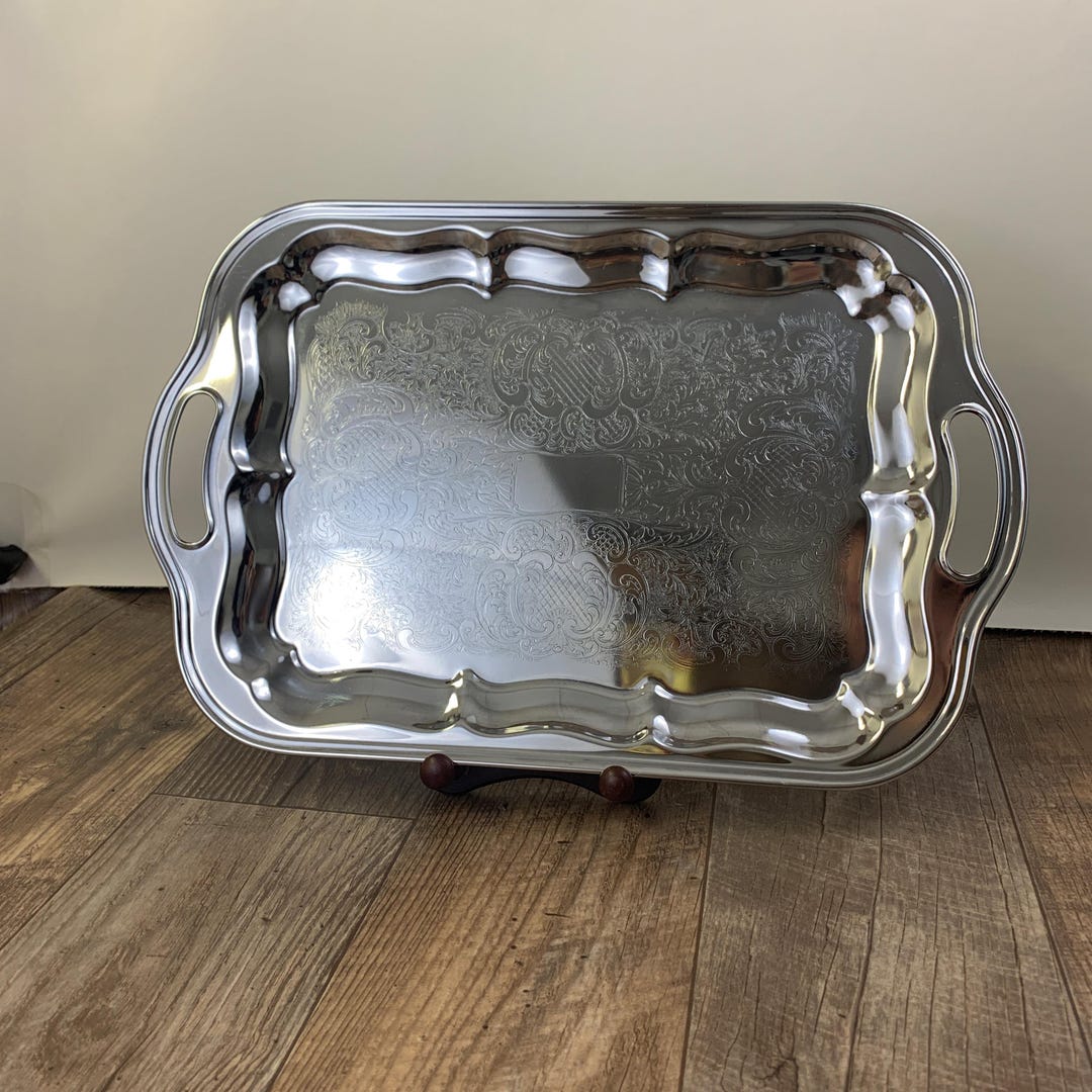 Large Metal Serving Tray With Handles - Etsy