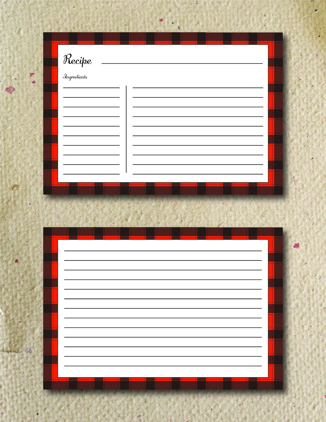 4x6 Downloadable Red Plaid Recipe Card - Etsy