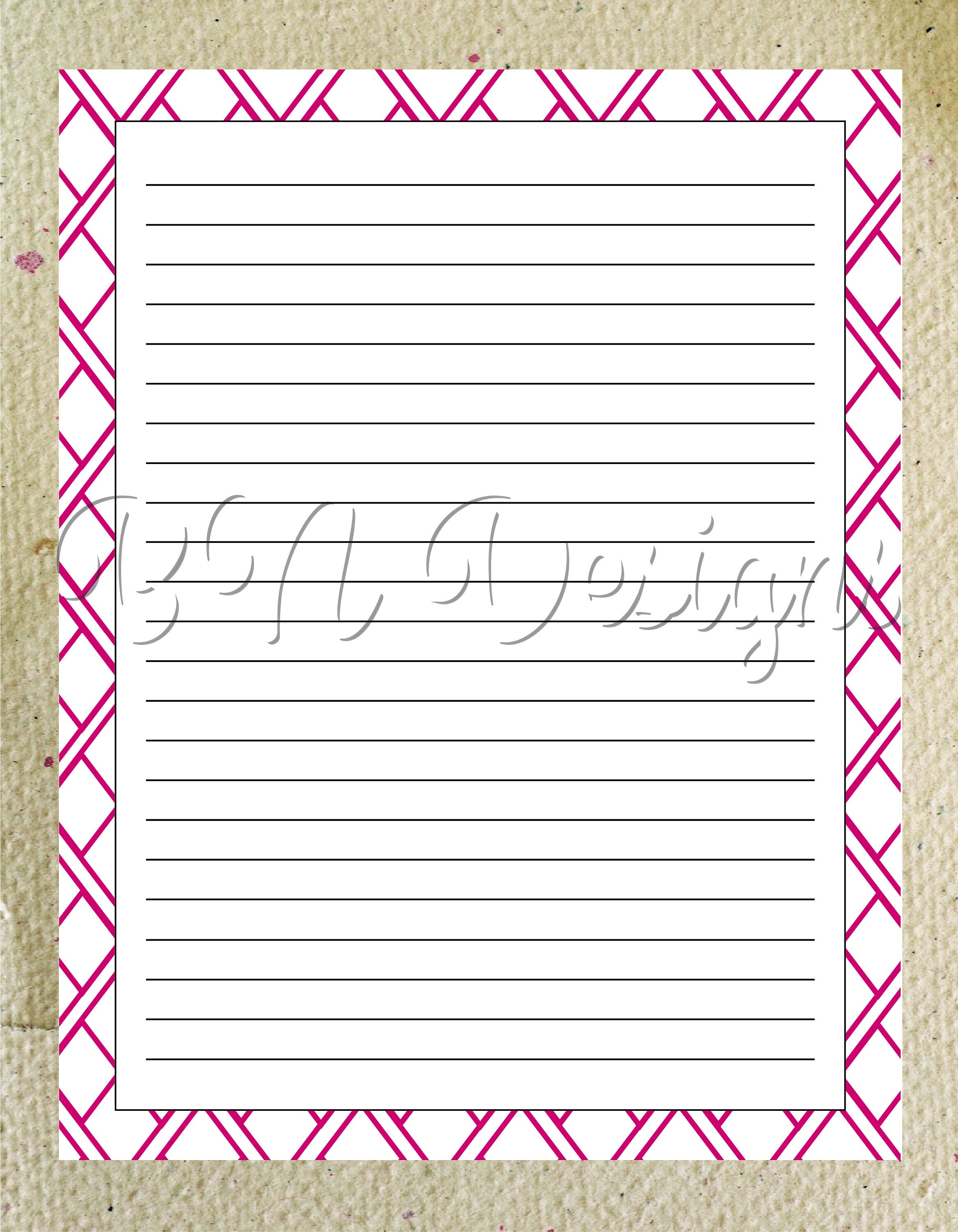 8.5x11 Downloadable Modern Magenta Lines Recipe Card - Etsy