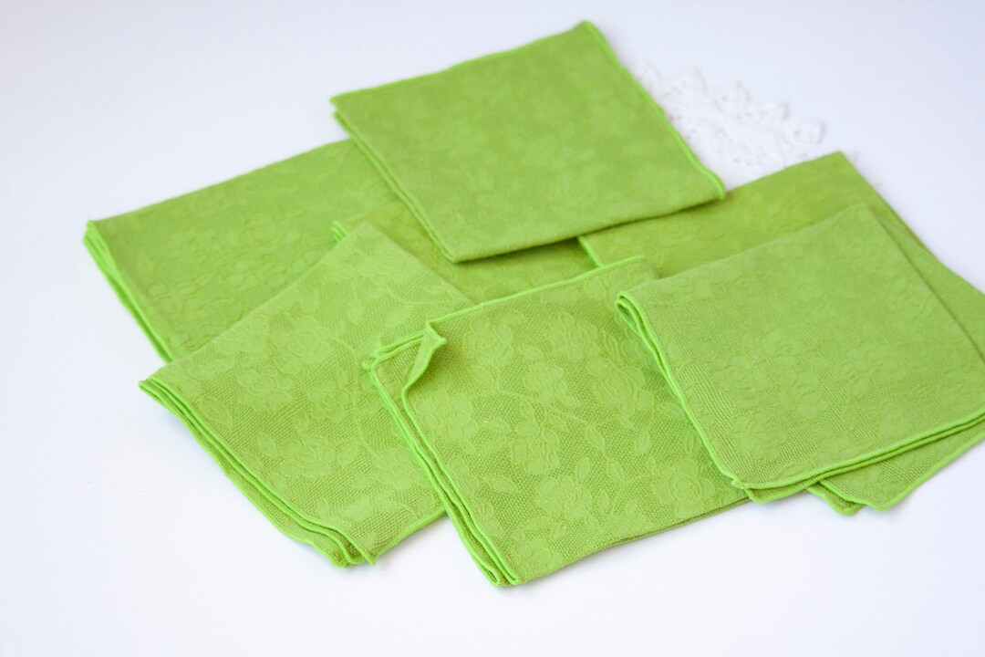 Set of 8 Bright Green Lacey Cloth Napkins - Etsy