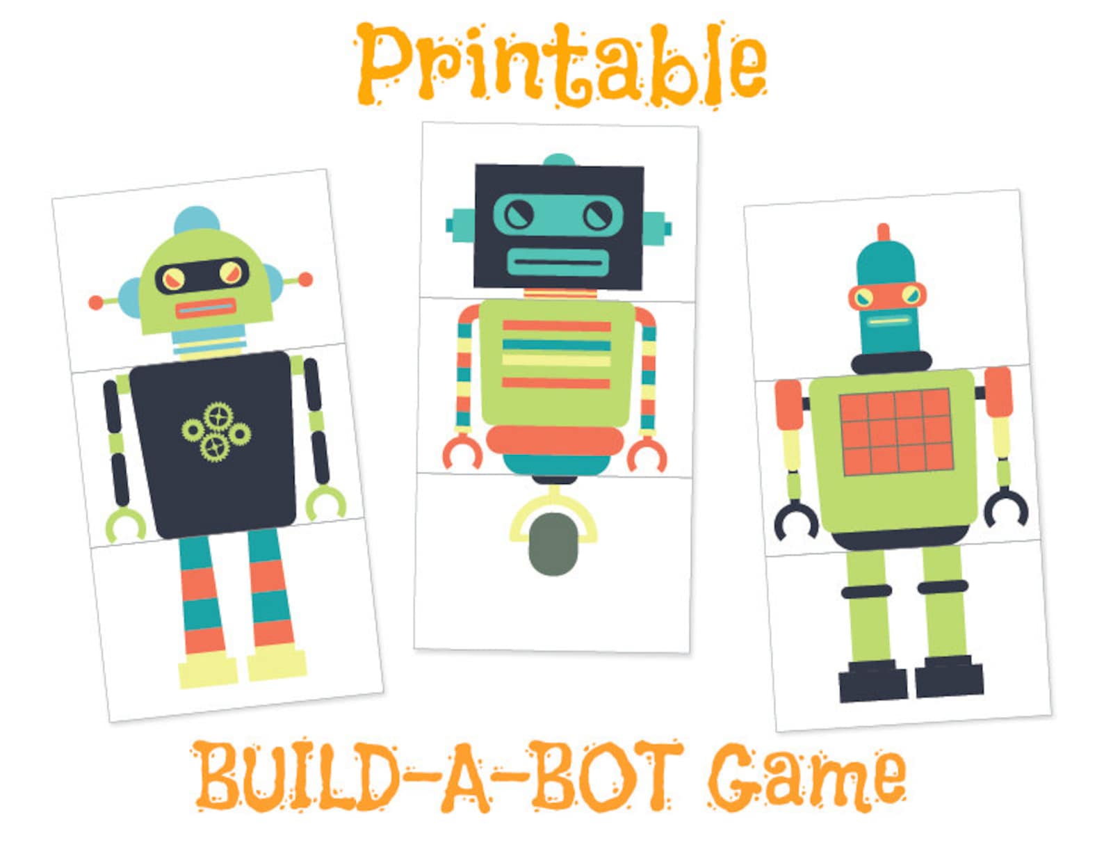 Robot Printables Robot Party PRINTABLE Robot Game Robot - Etsy