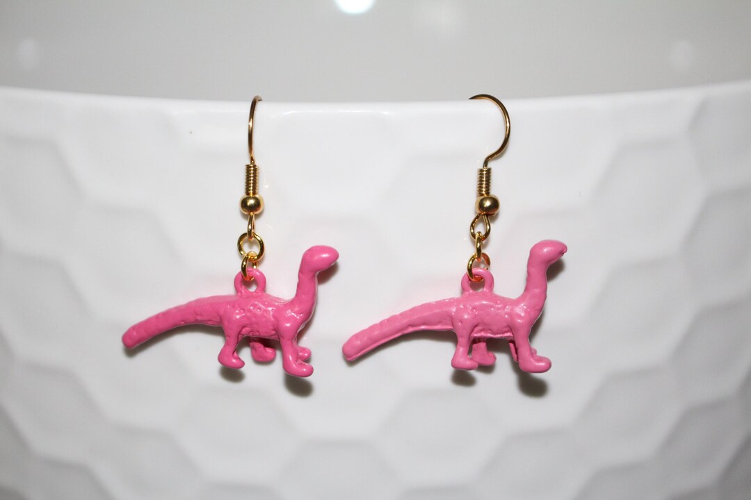 Pink Brachiosaurus Earrings, Dinosaur Earrings, Stegosaurus Earrings ...