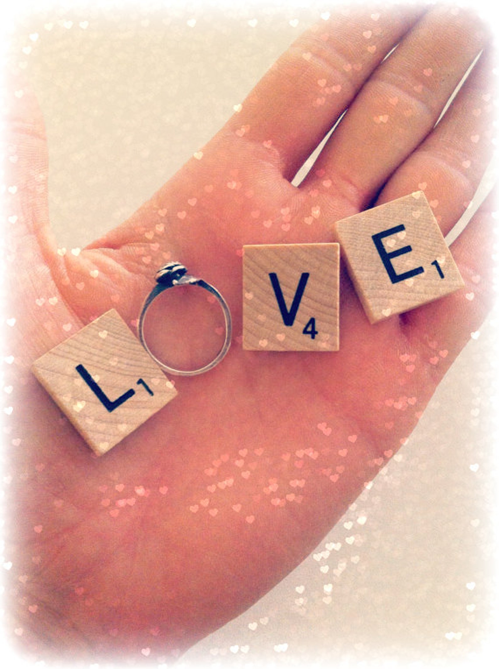 Custom Engagement Photo Props, Love Scrabble, Wedding, Scrabble Tiles ...