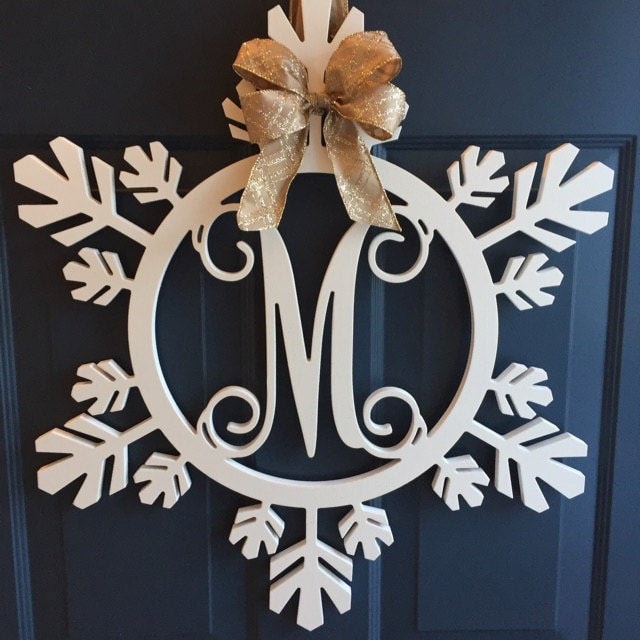Snowflake Monogram Holiday Wooden Monogram Letters - Etsy