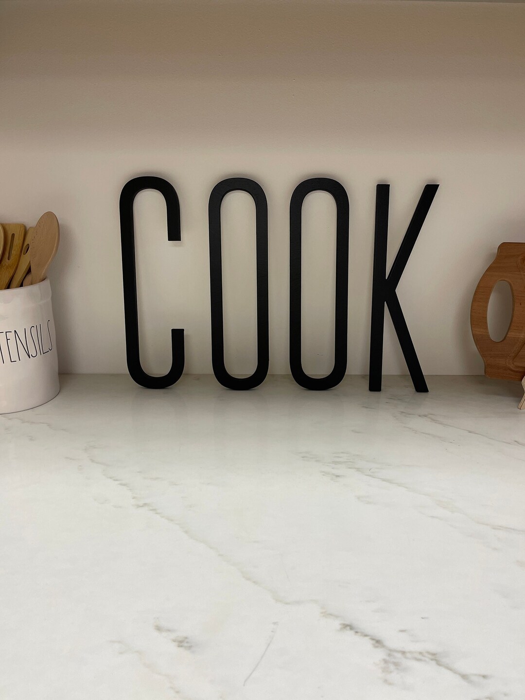 Wooden COOK Letters for Kitchen Farmhouse Decor, Above Stove THIN ...