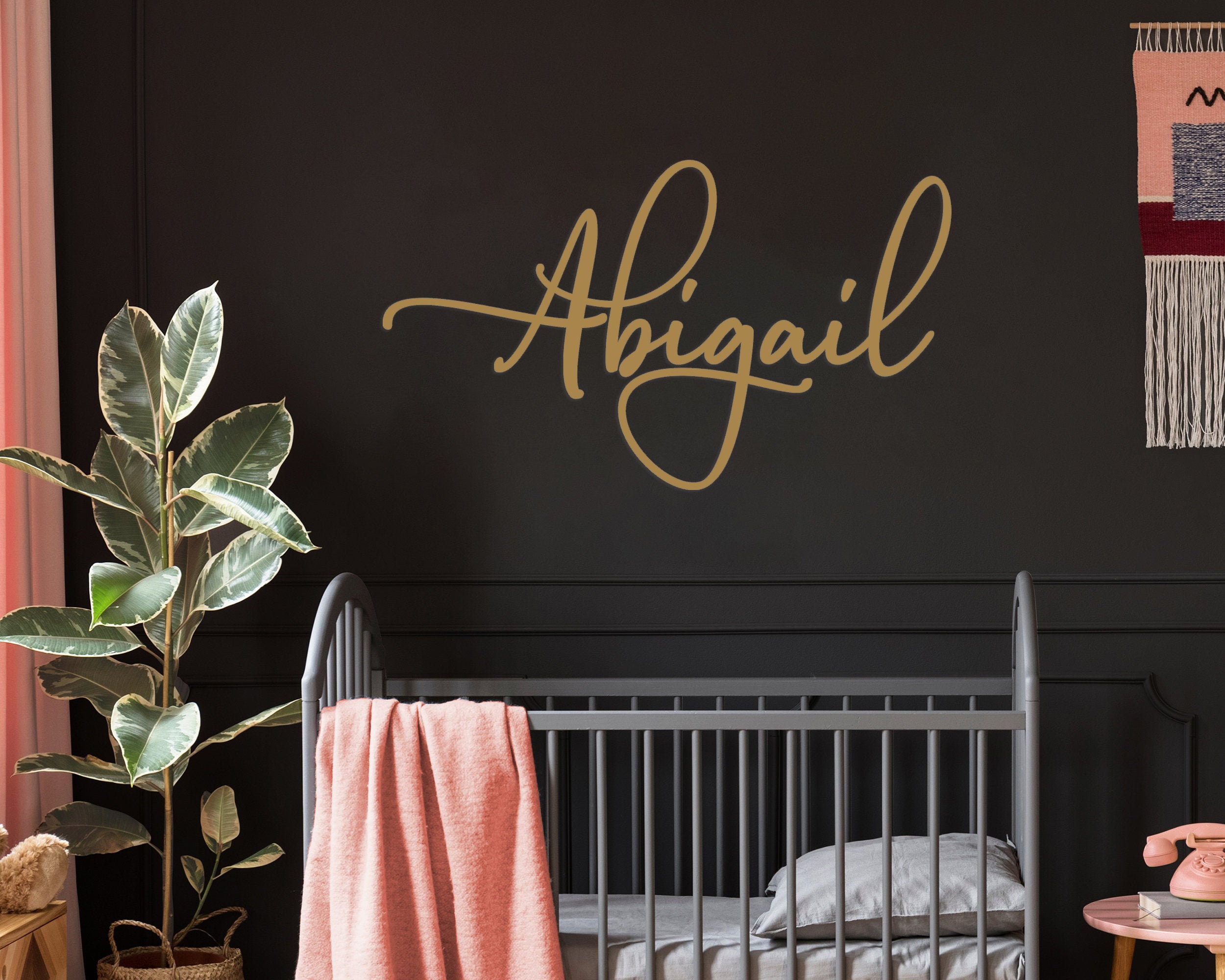 Nursery Name Sign Nursery Decor Wall Hanging Painted | Etsy