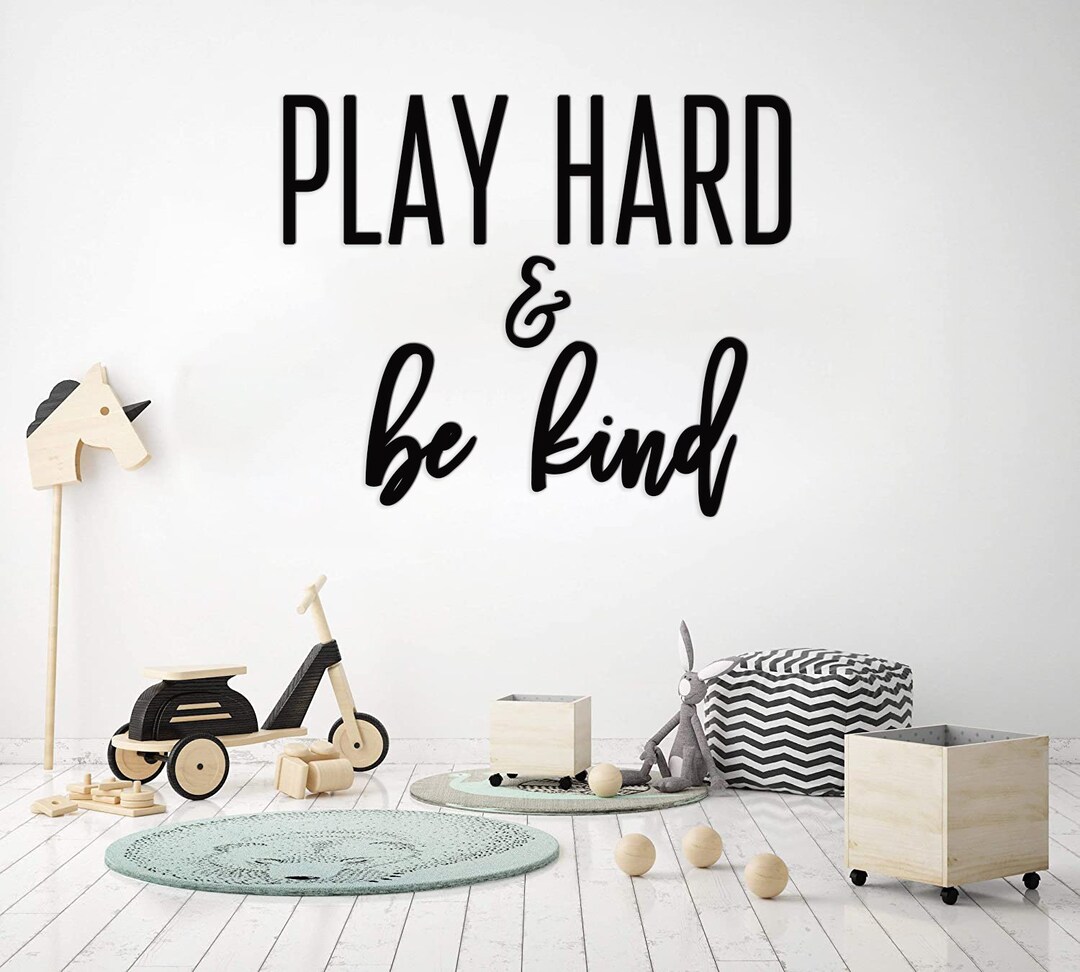 PLAY HARD & Be Kind Wall Letters for Playroom | Den | Kid's Room | Big ...