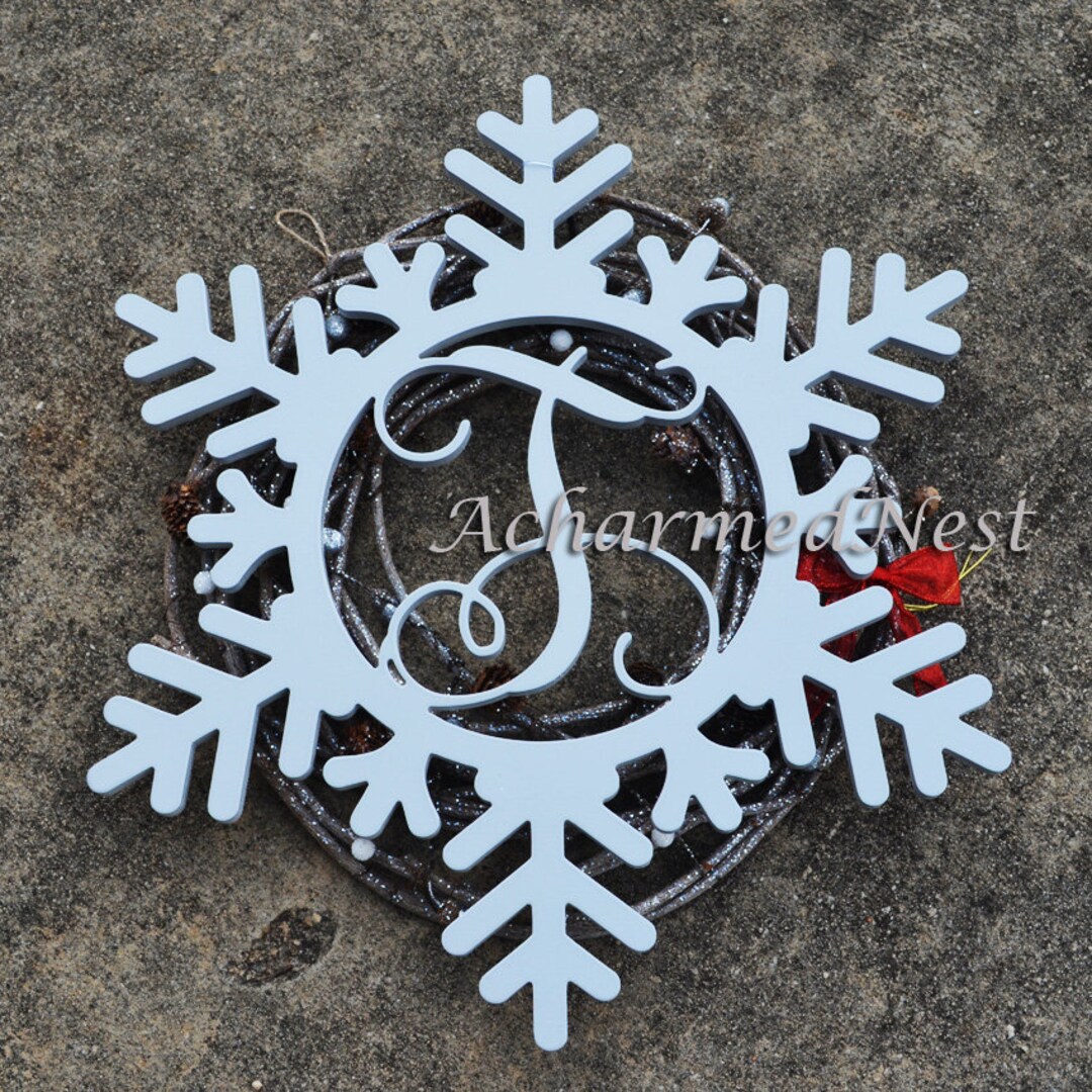 Wooden Snowflake Monogram, Wood Painted Monogram, Christmas Decoration ...