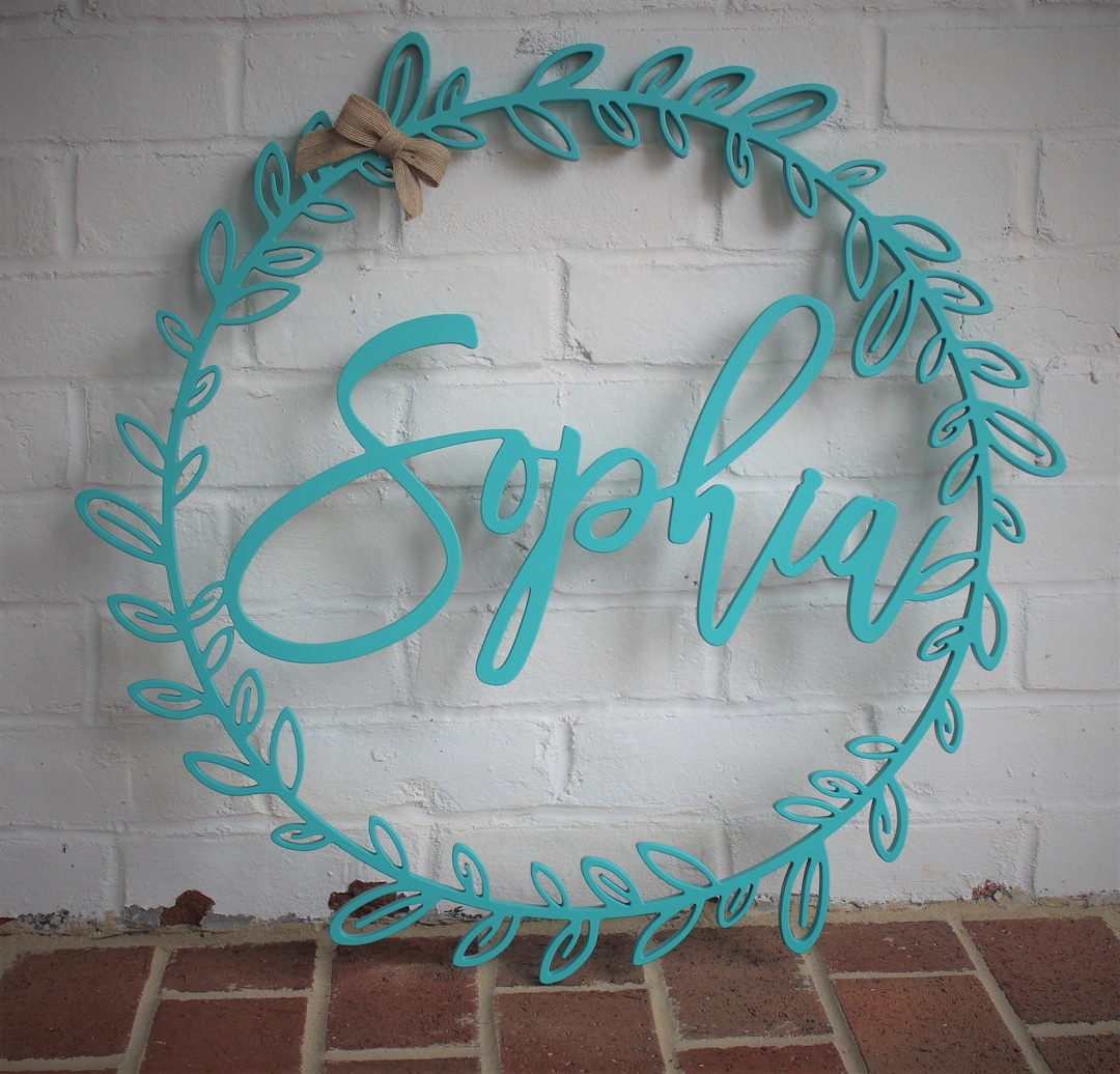 24 Inch Personalized Name Sign, Wreath Name Hanger With Burlap Bow ...
